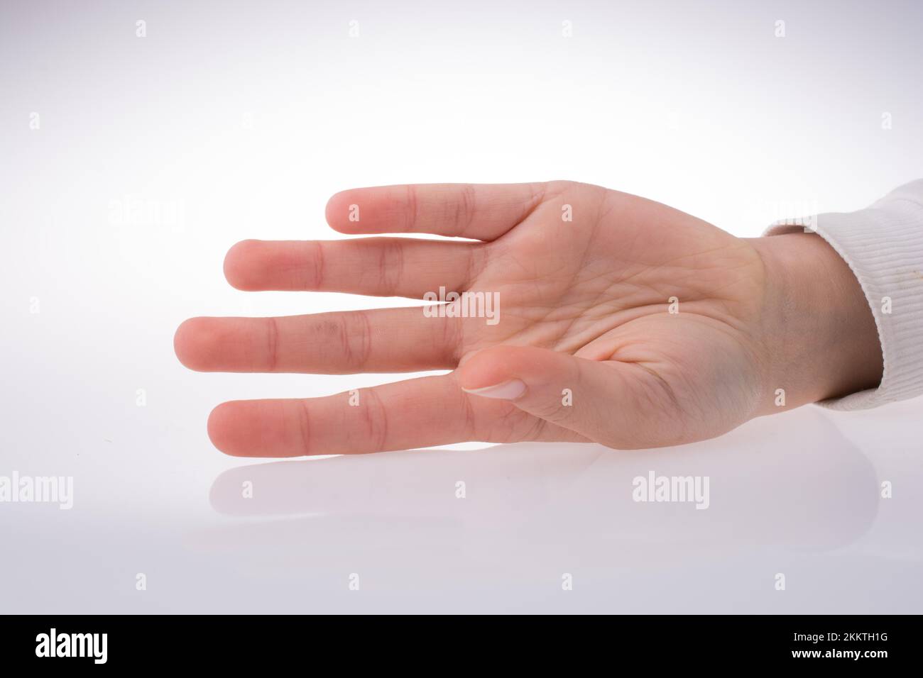 Hand open for a gesture isolated on white background Stock Photo - Alamy