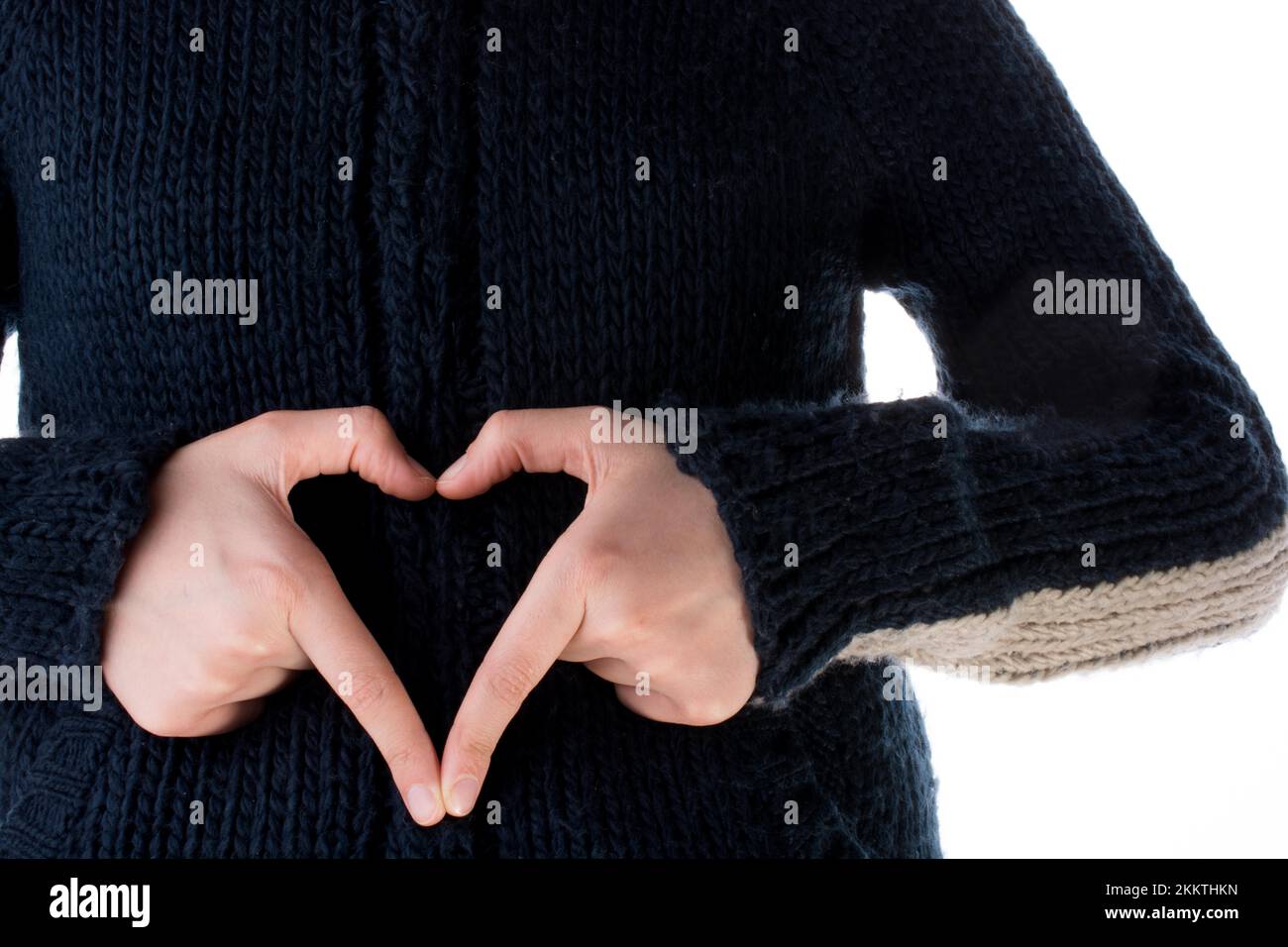Hand making a heart on a white background Stock Photo - Alamy