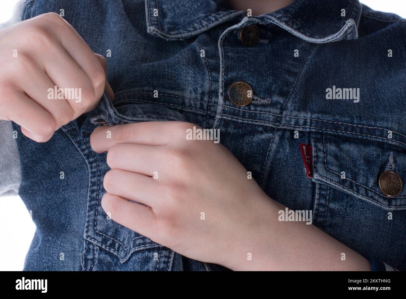Hand making a gesture on a white background Stock Photo - Alamy