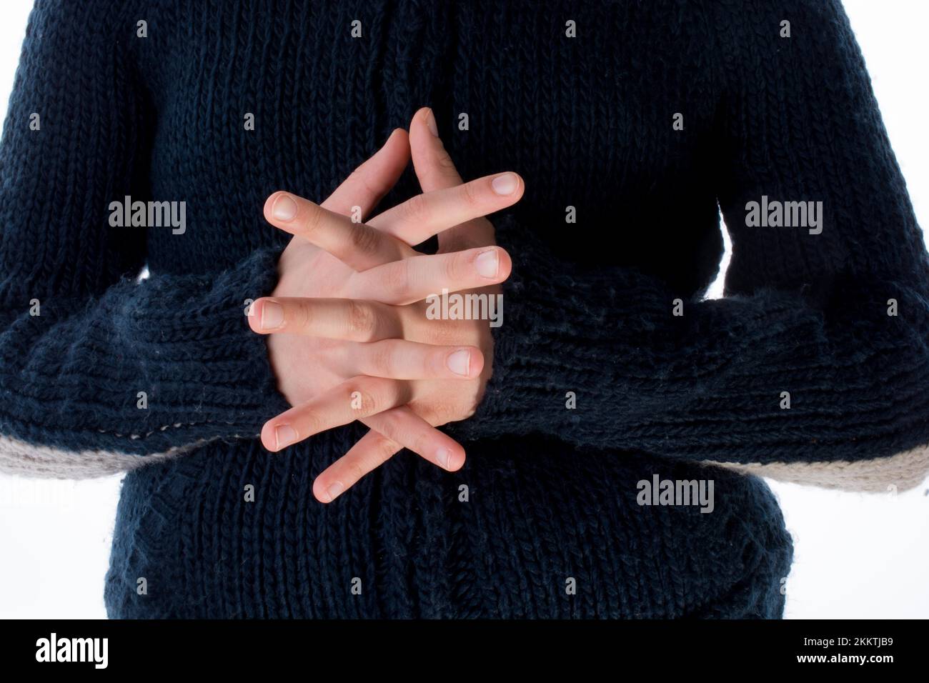 Hand making a gesture on a white background Stock Photo - Alamy