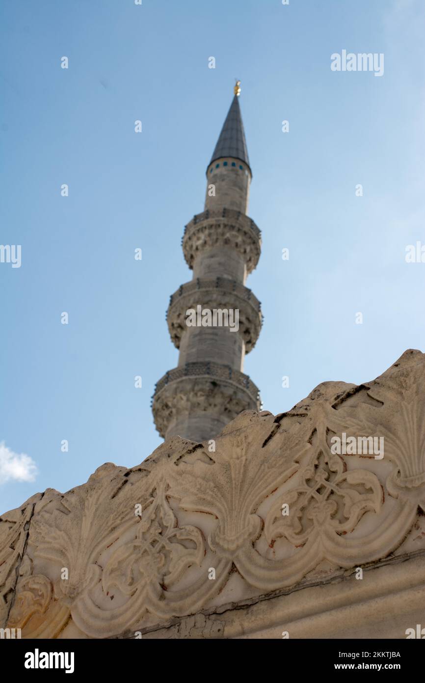 Minaret made of stone in Ottoman time Mosques Stock Photo - Alamy