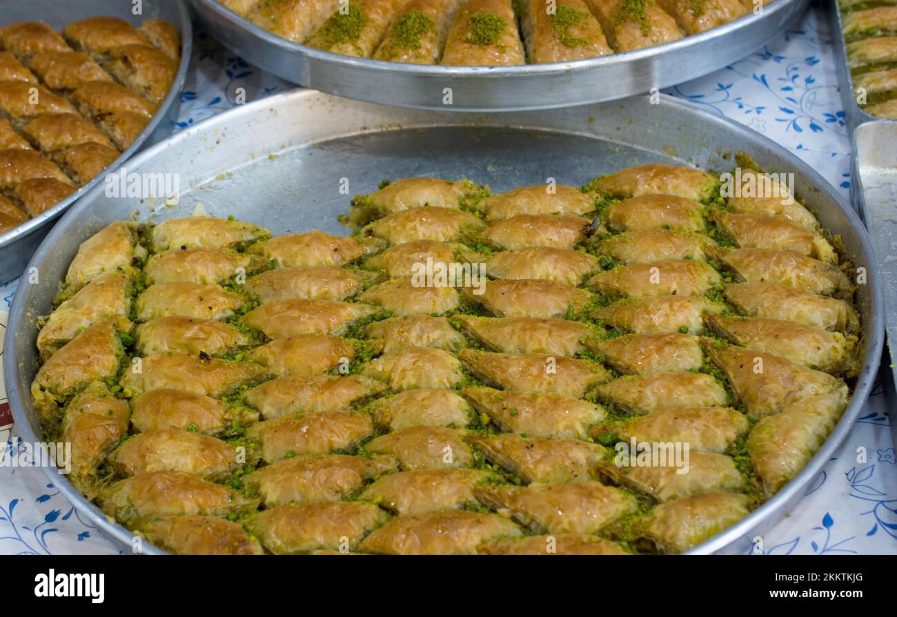 Turkish traditional national desserts Baklava as background Stock Photo ...