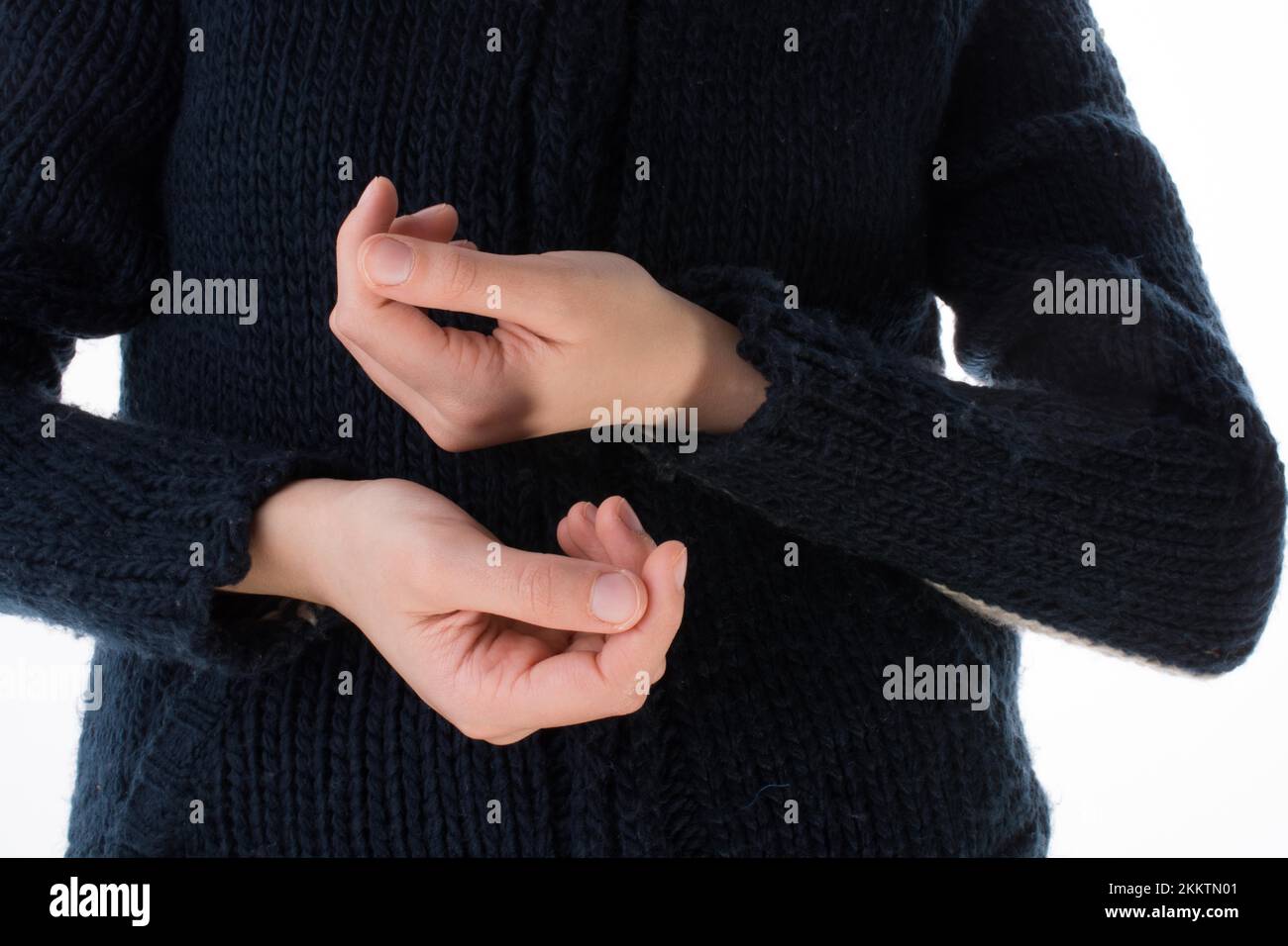 Hand making a gesture on a white background Stock Photo - Alamy