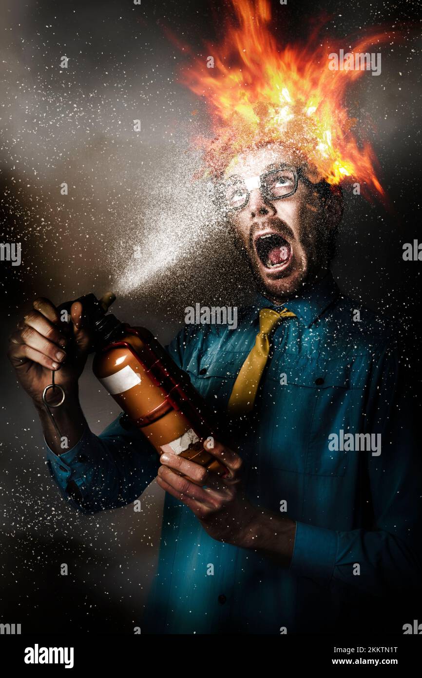 Digital concept artwork of a danger business man in nerd glasses ...