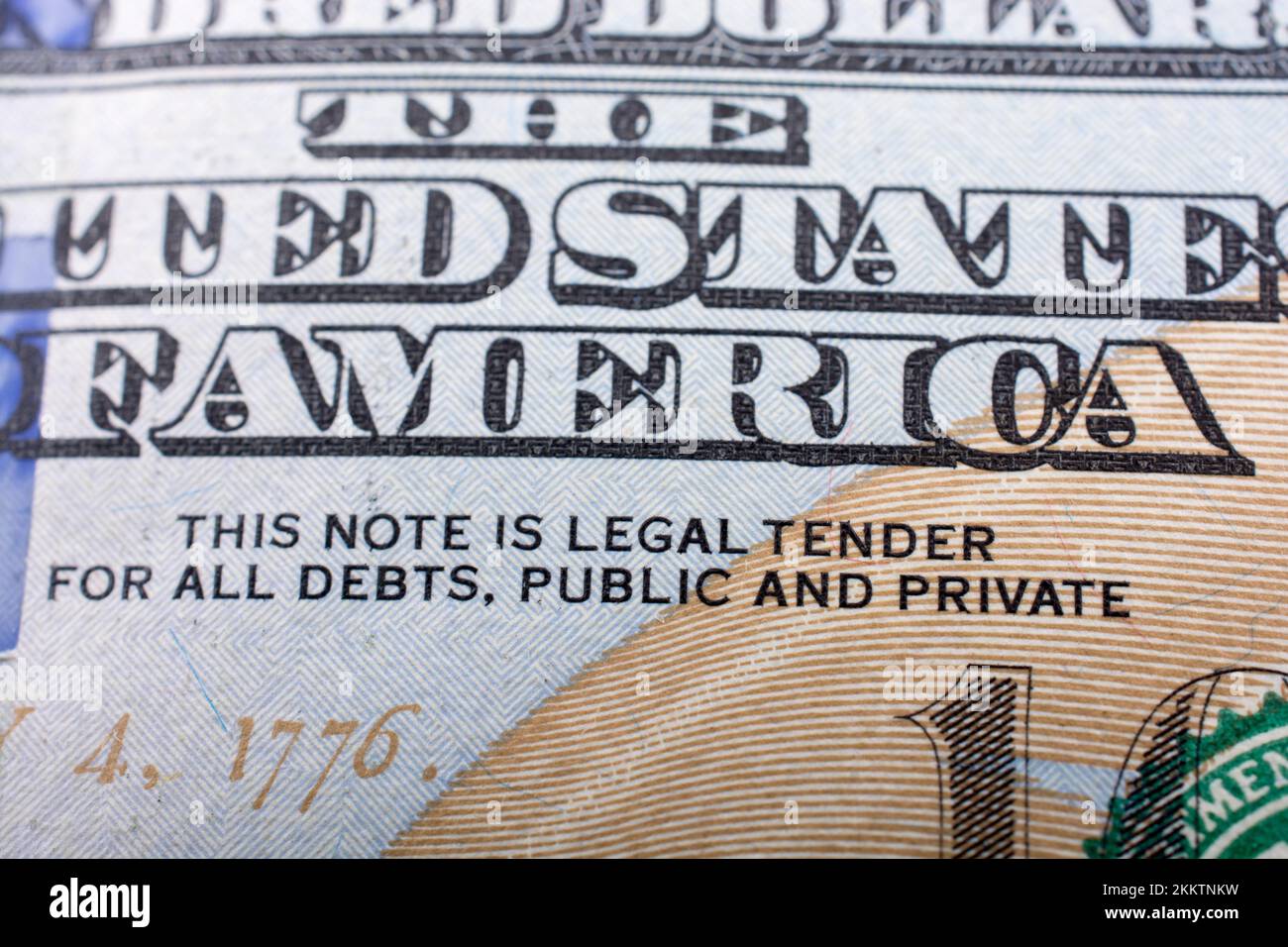 The fragment of 100 dollar bill. Close up Stock Photo - Alamy