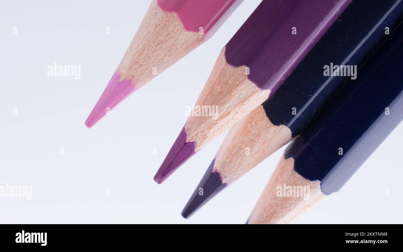 Color Pencils of various colors on a white background Stock Photo - Alamy