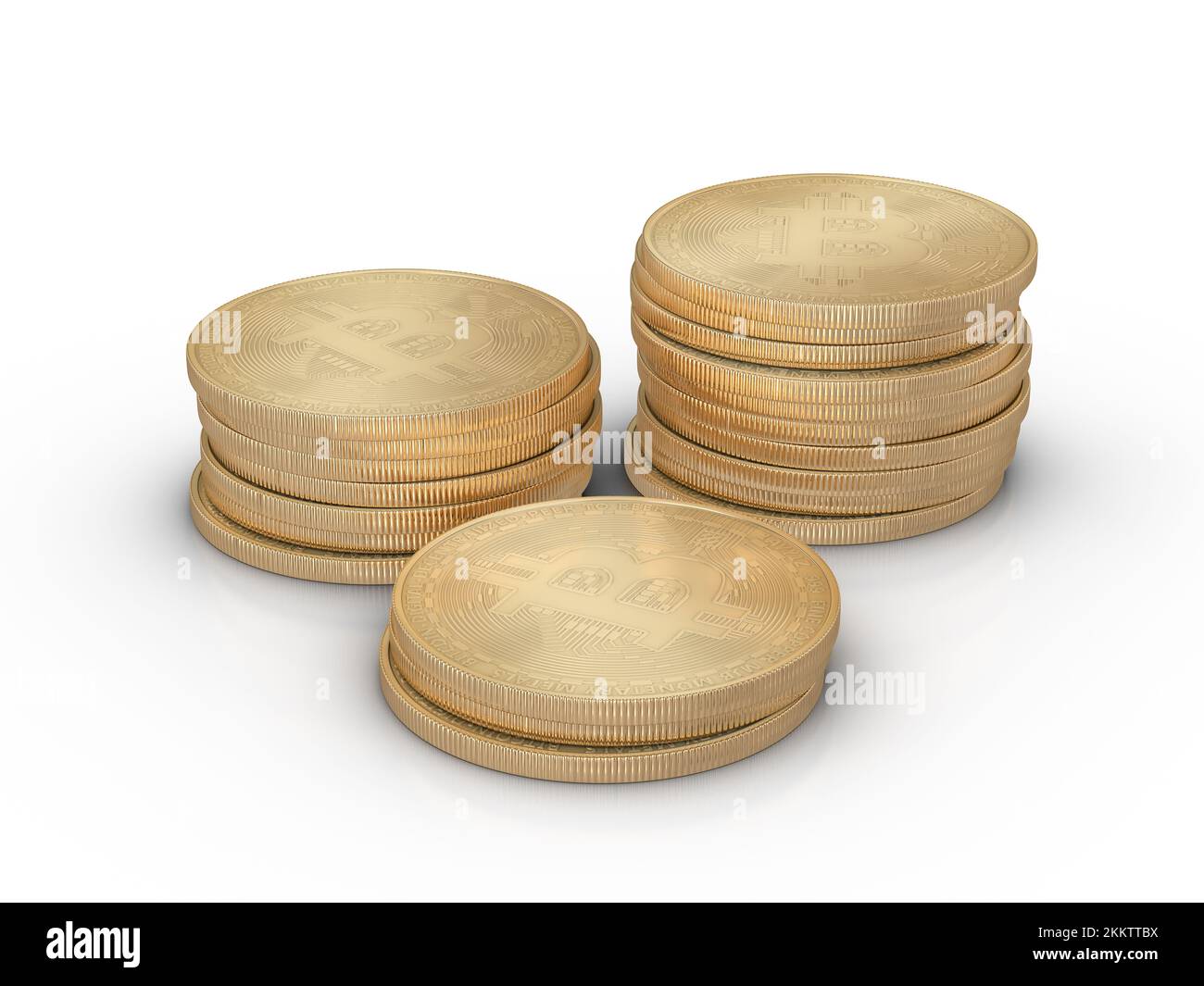 Bitcoins on a white background. 3d illustration Stock Photo - Alamy