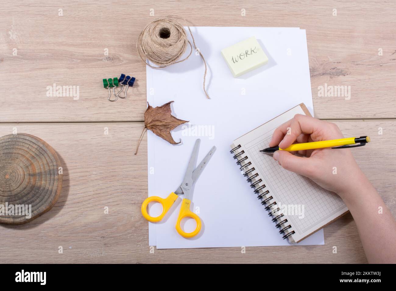 Materials and tools for hand work of art on a desk Stock Photo - Alamy
