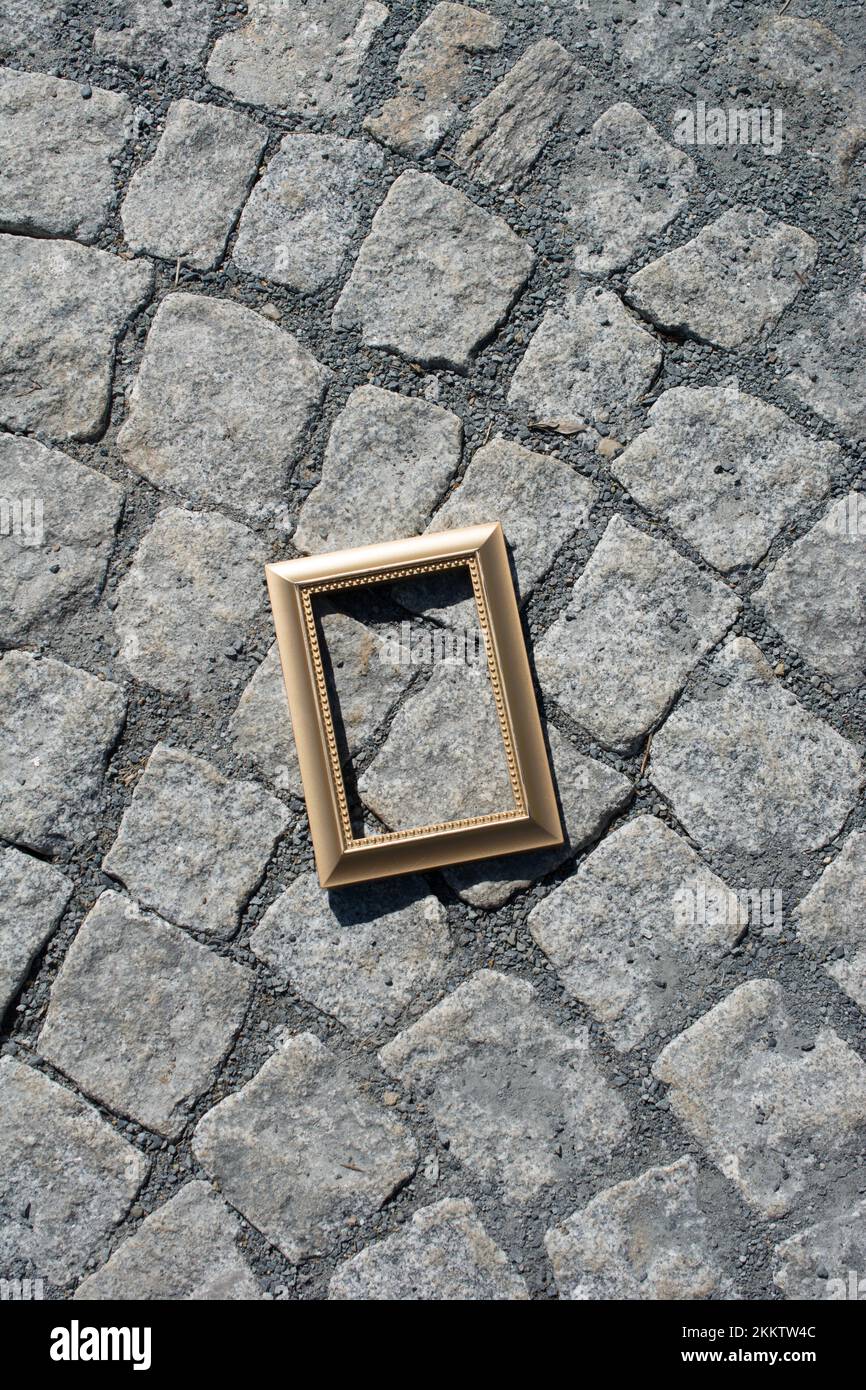 Blank wooden picture frame on a background Stock Photo - Alamy