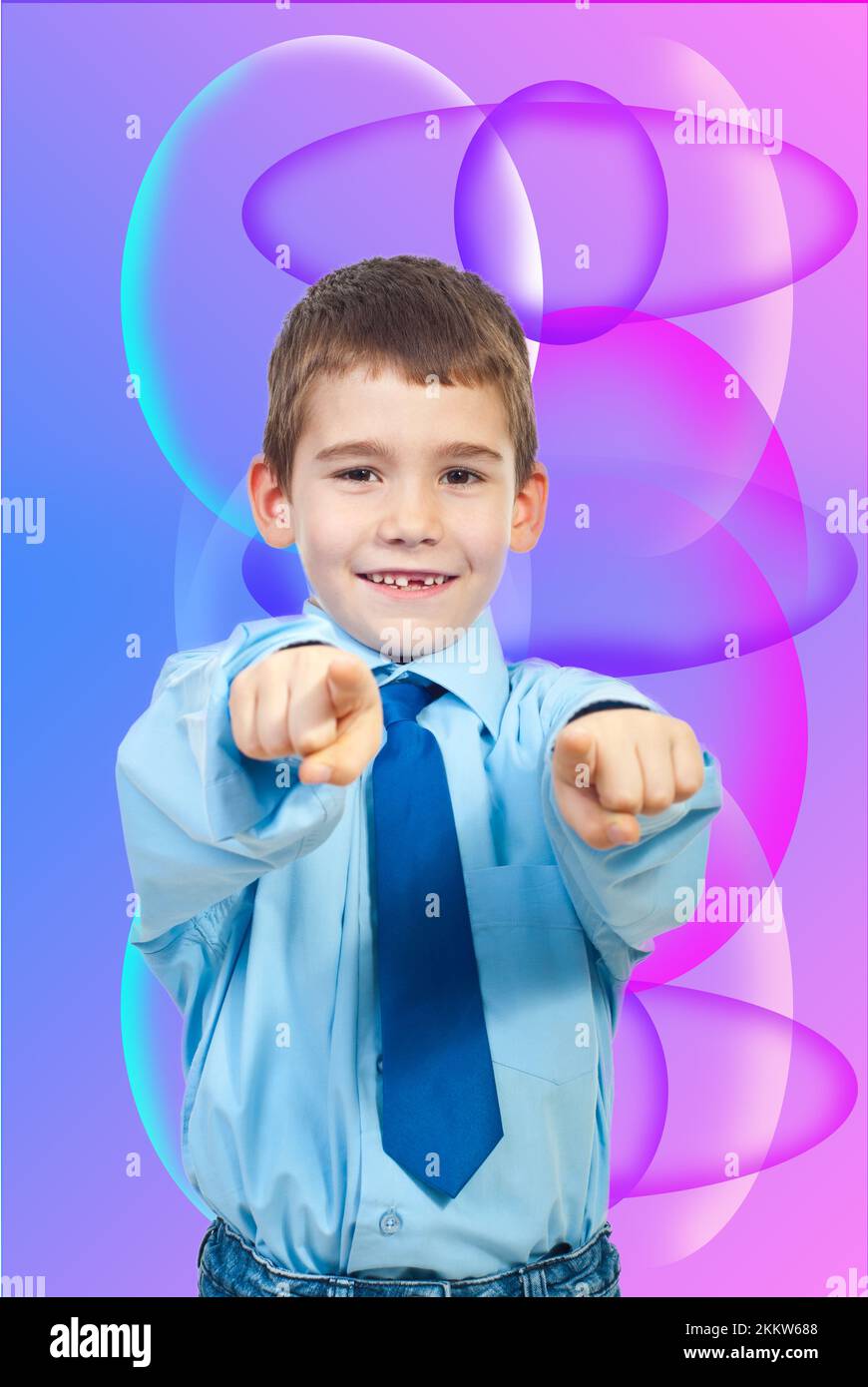 You are the chosen one.Boy with attitude pointing and making selection ...