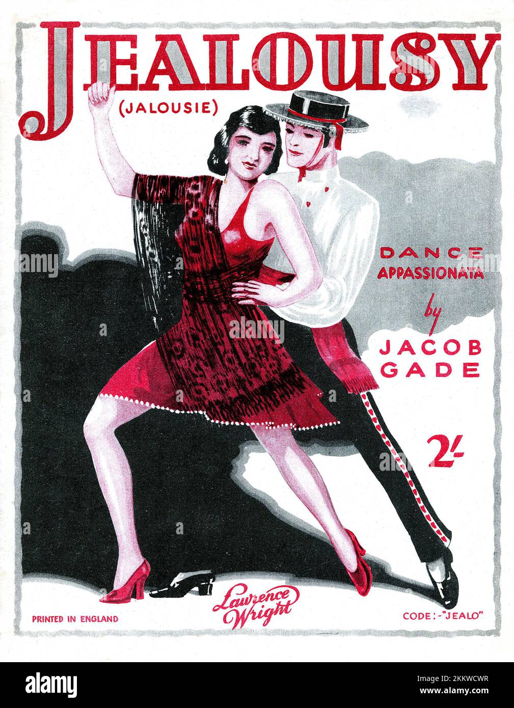 JEALOUSY (Jalousie). 1927 Popular song. Sheet music cover Stock Photo ...