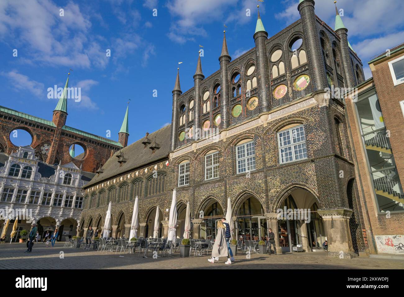 Renaissance dormer, Gothic shield wall (back), Long House (centre), New ...