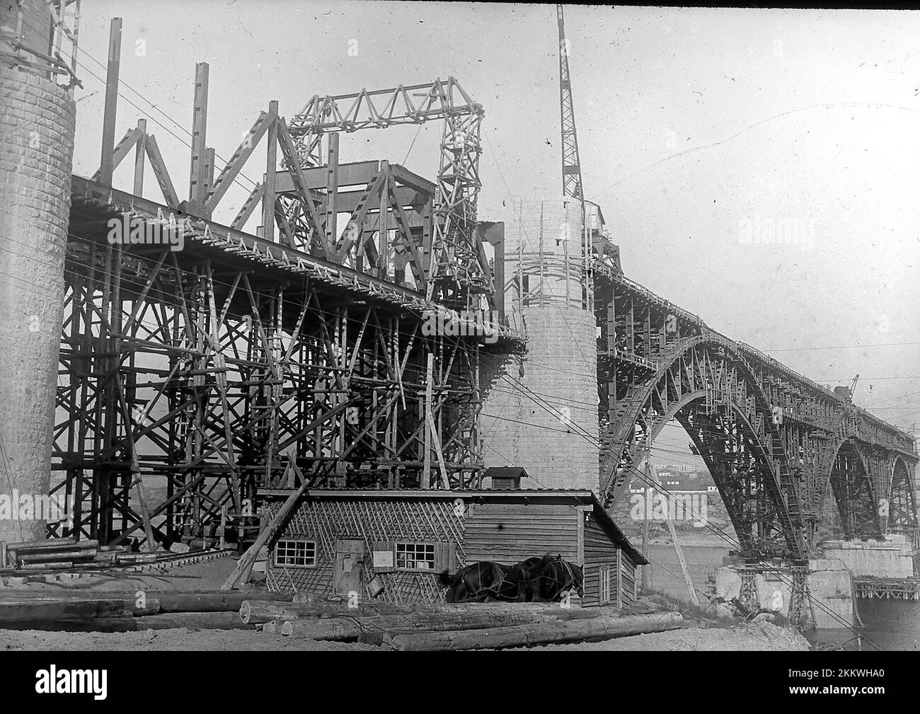 Construction of the New Dnieper bridge. Installation of the ...