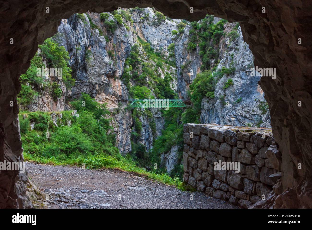 Rebecos Bridge, on the Cares River Route, Picos de Europa Stock Photo ...