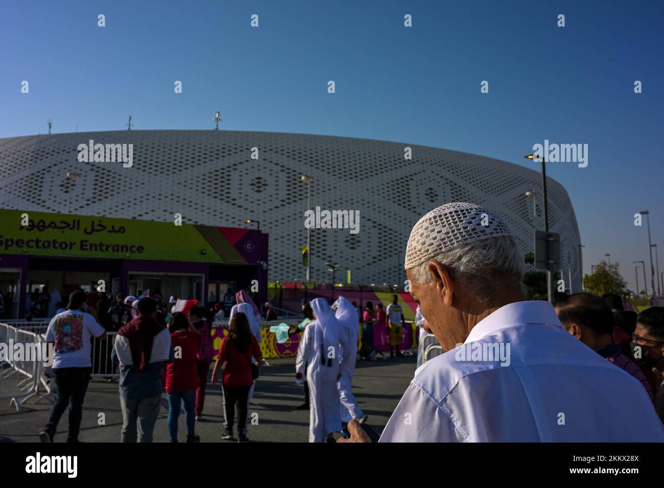 Doha, Qatar. 25th Nov, 2022. Qatari man wearing a ’Thumama’ or a ...