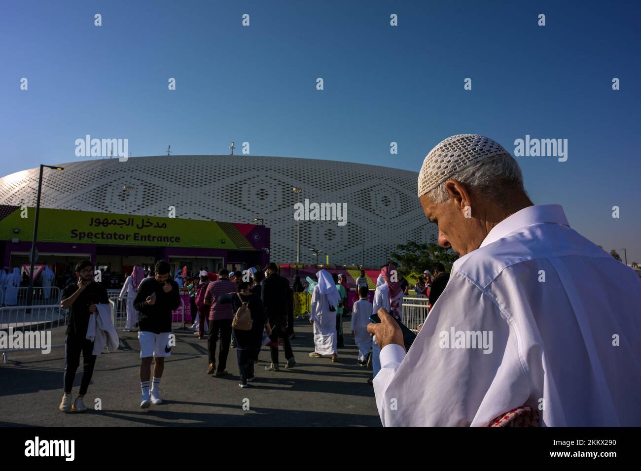 Doha, Qatar. 25th Nov, 2022. Qatari man wearing a ’Thumama’ or a ...