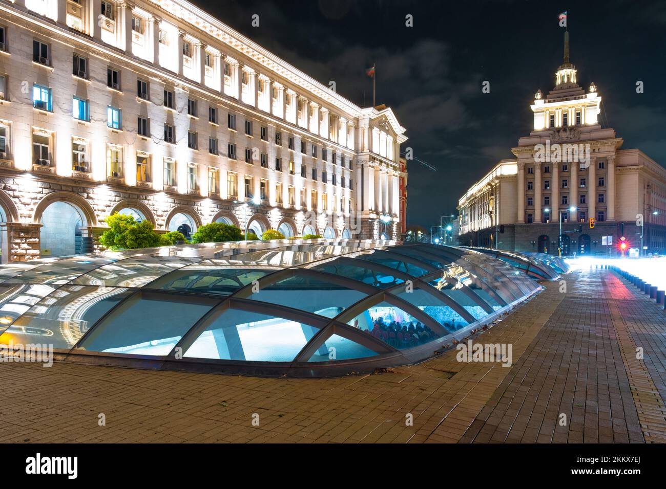 night lights of Sofia city centre architecture, famous buildings, Bulgaria Stock Photo - Alamy