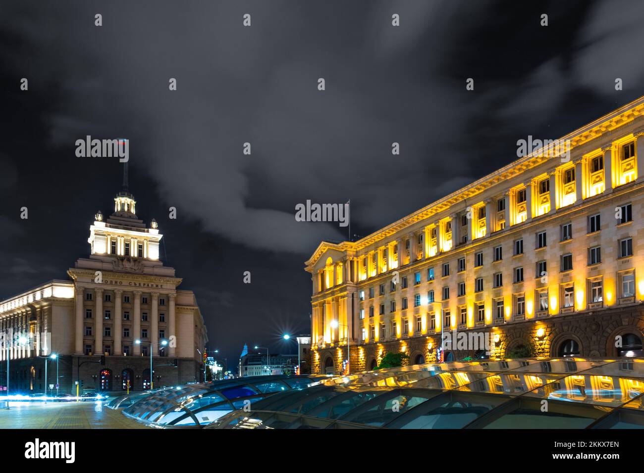 night lights of Sofia city centre architecture, famous buildings, Bulgaria Stock Photo - Alamy