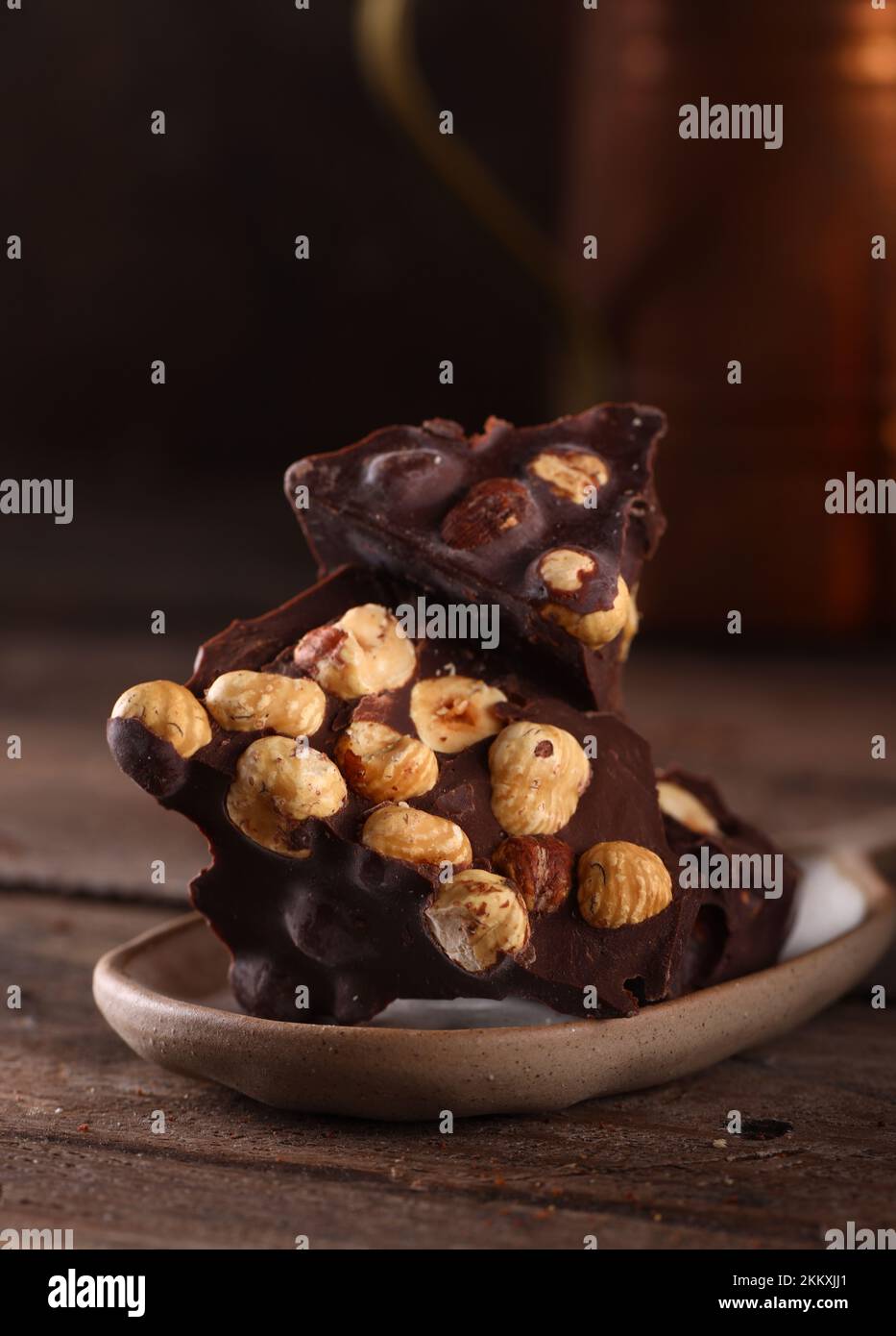 natural dark chocolate with nuts food Stock Photo - Alamy