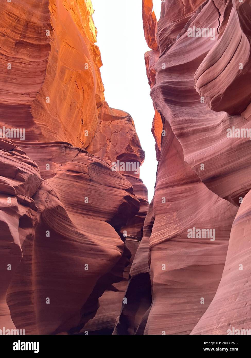 An inside view of a cave in Canyon X with red eroded sand rocks under ...