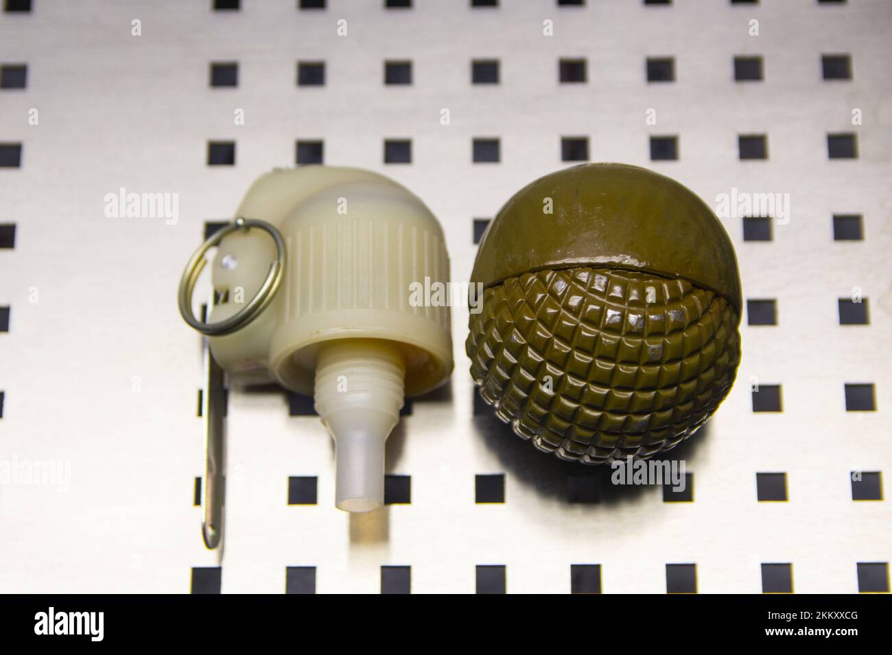 Fragmentation, combat grenade disassembled close-up Stock Photo - Alamy