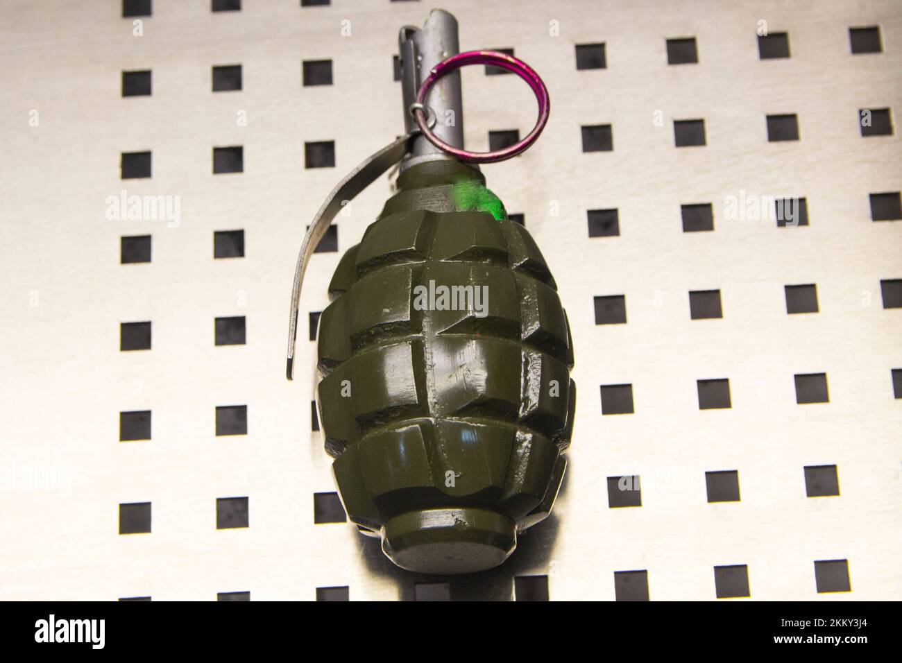 Fragmentation, combat grenade in green color close-up Stock Photo - Alamy