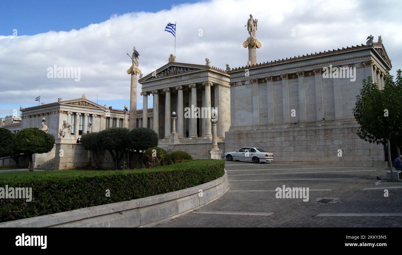 The Academy of Athens, historic 19th-century neo-classical building of ...
