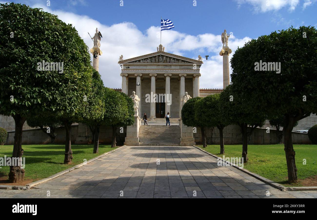 Steps and portico of the main entrance of the Academy of Athens ...