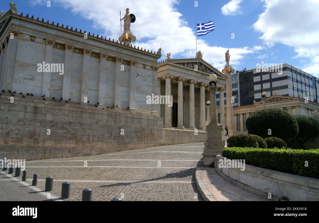 The Academy of Athens, historic 19th-century neo-classical building of ...