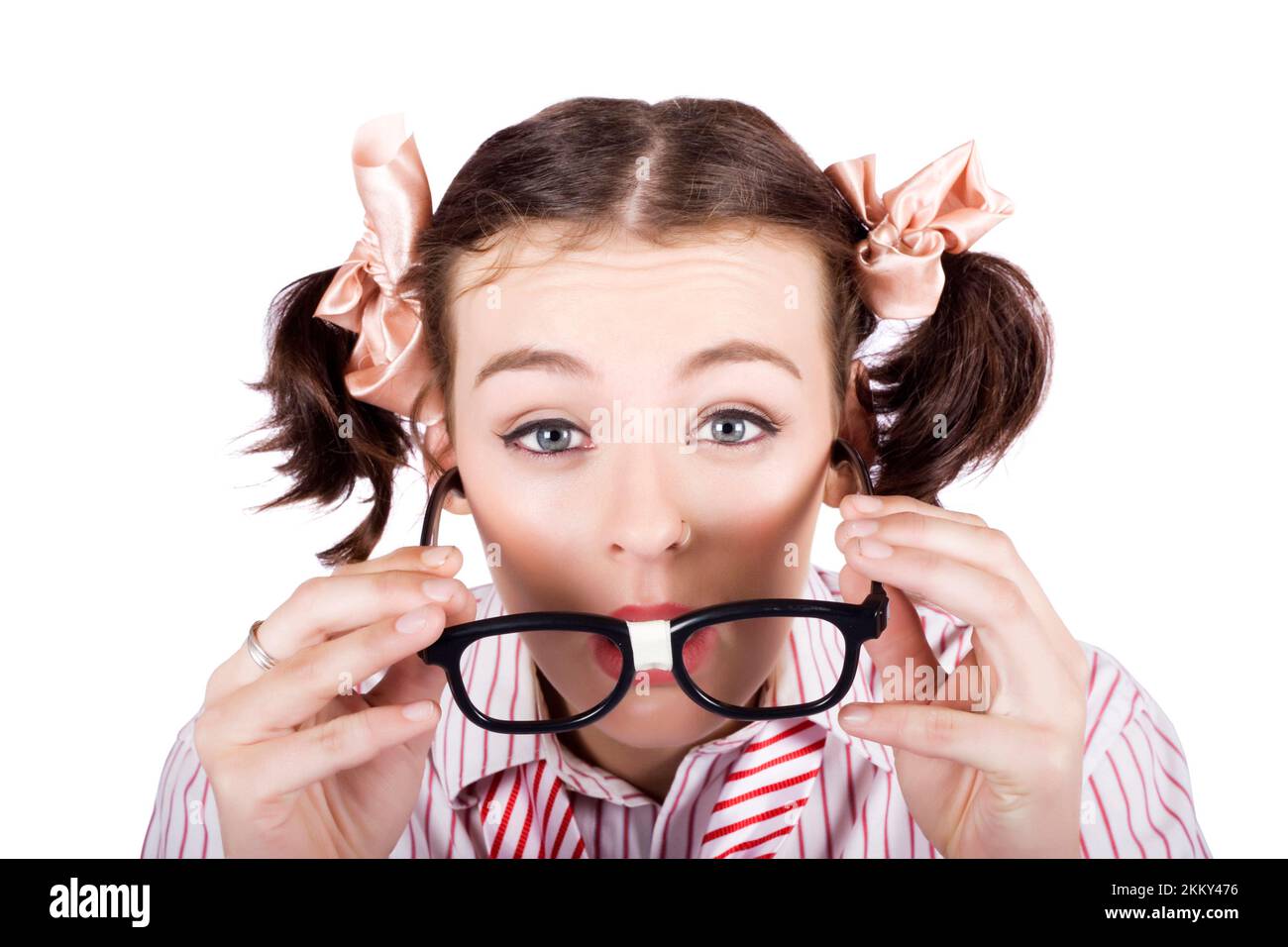 Woman short sighted reading hi-res stock photography and images - Alamy