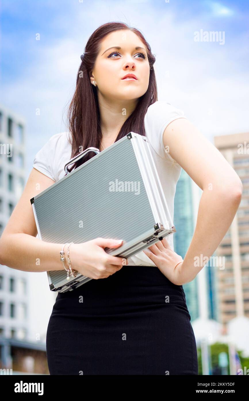 Cute Young Business Woman Standing Proud And With Confidence On An ...