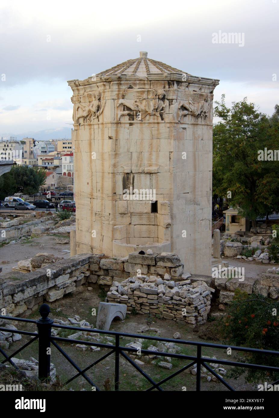 Tower of the Winds, octagonal Pentelic marble clocktower in the Roman ...