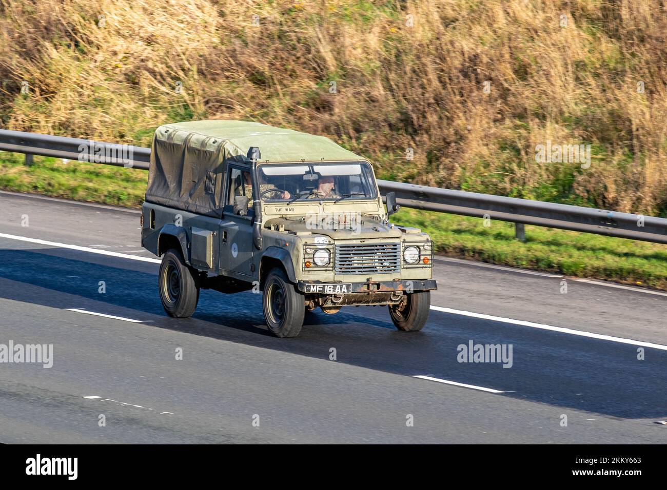 British Army Land Rover; UK vehicular traffic, transport, moving ...