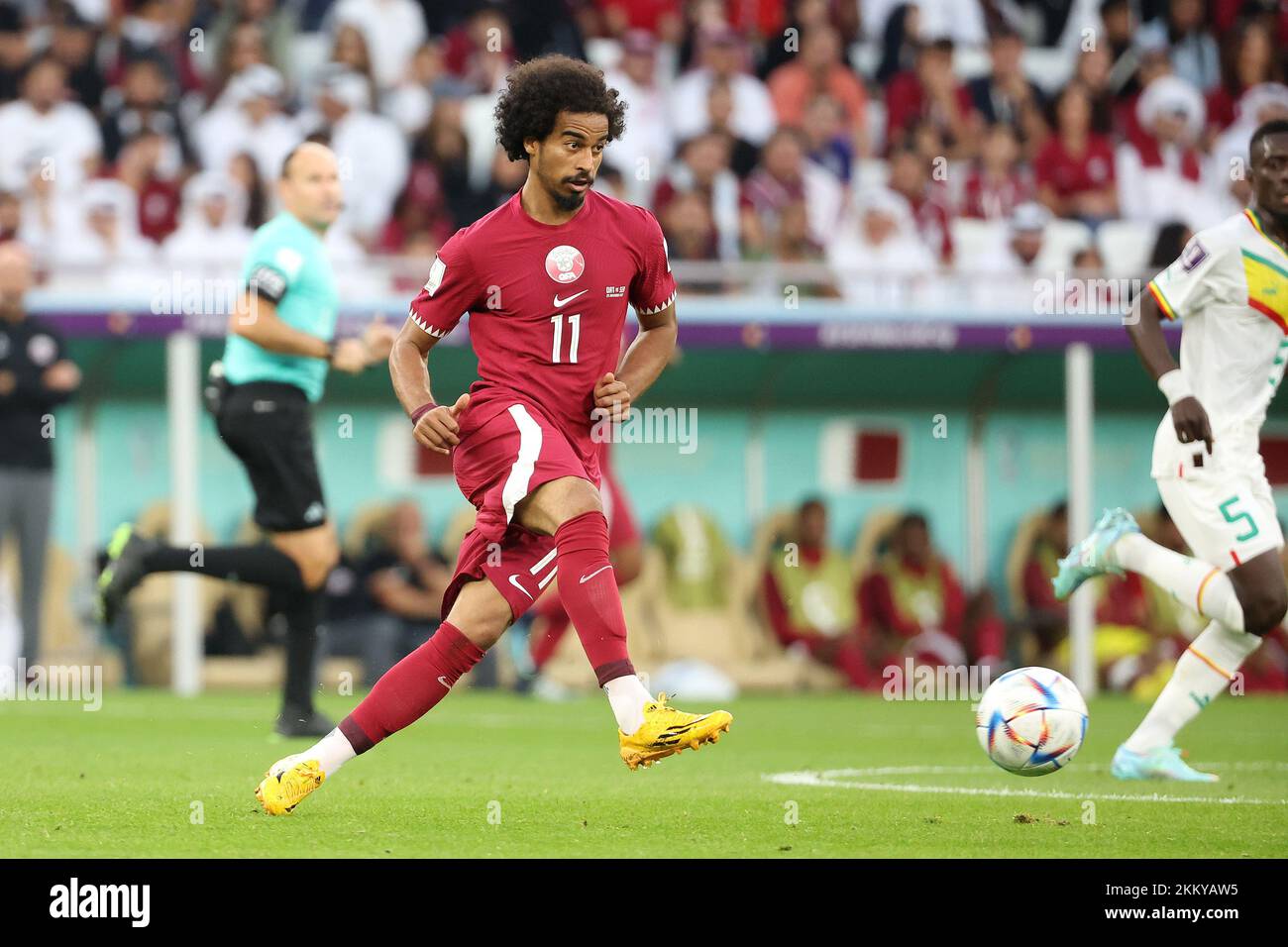 Doha, Qatar. 25th Nov, 2022. Akram Afif of Qatar during the FIFA World ...
