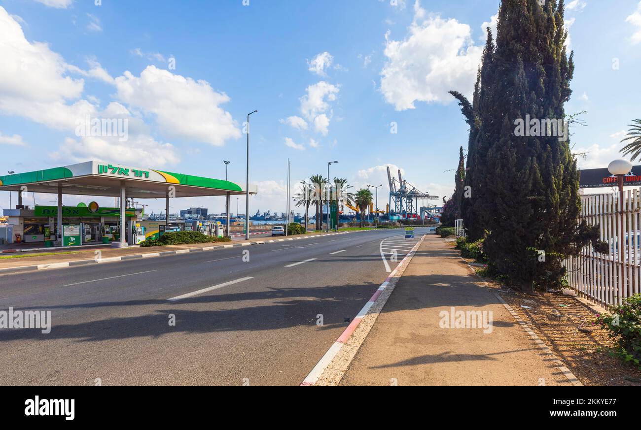 Israel, Haifa 05, 2022: Streets in the city of Haifa in Israel Stock ...