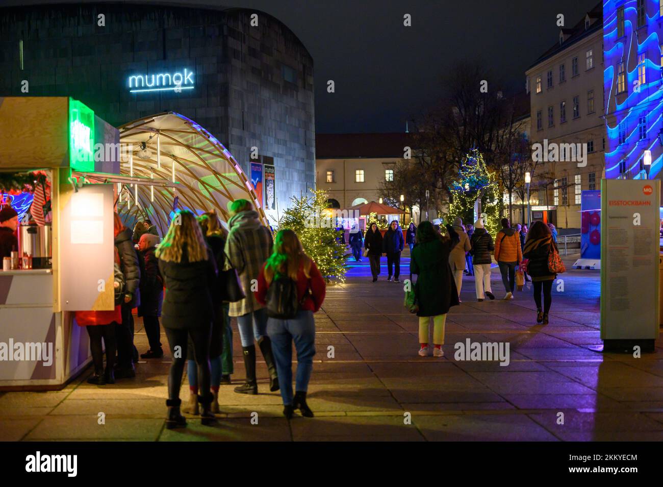vienna, austria, 24 nov 2022, advent markte in area museumsquartier ...