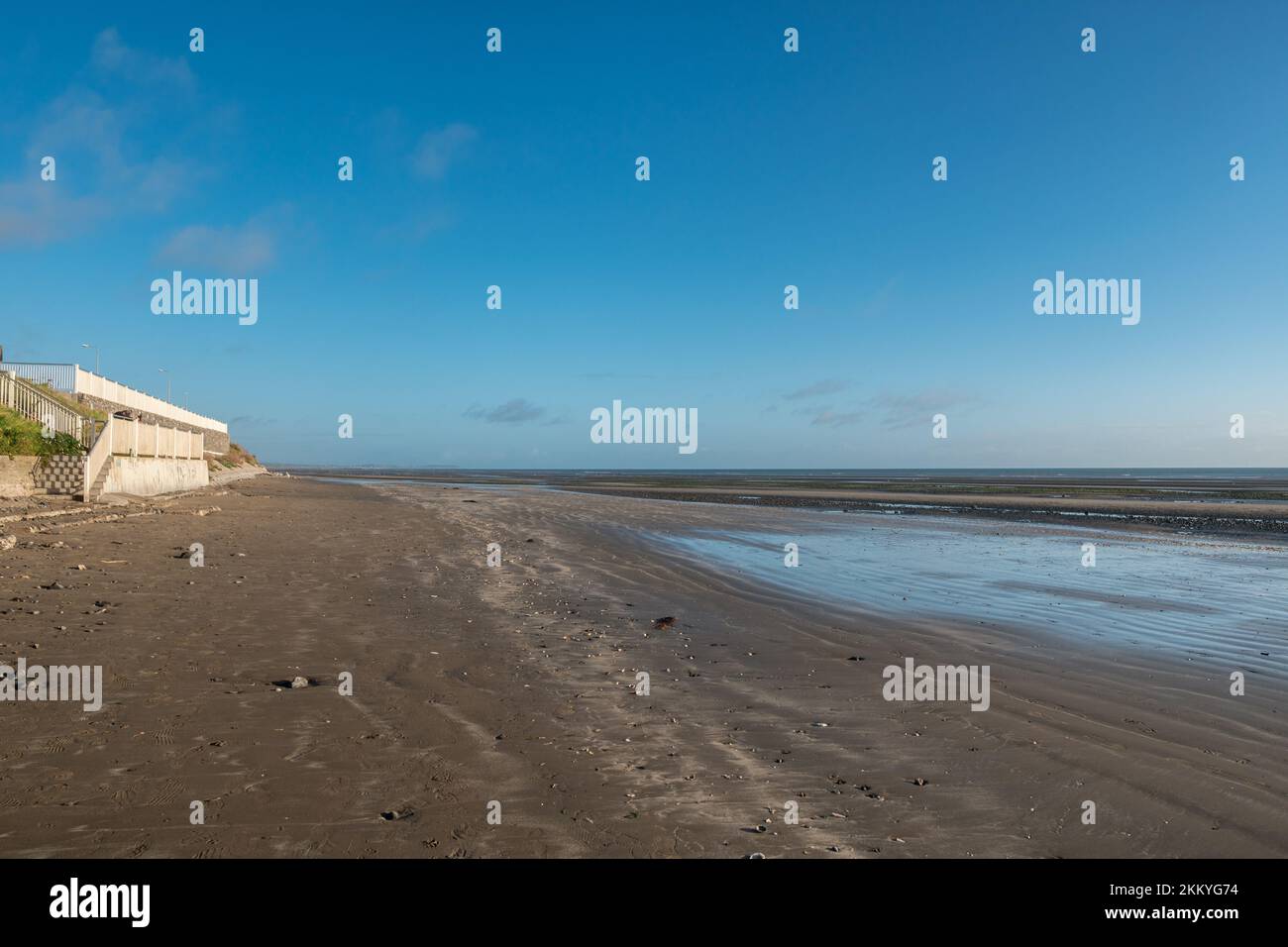 Sunrise and sunset at the beach at Laytown, Co Meath, Ireland Stock ...