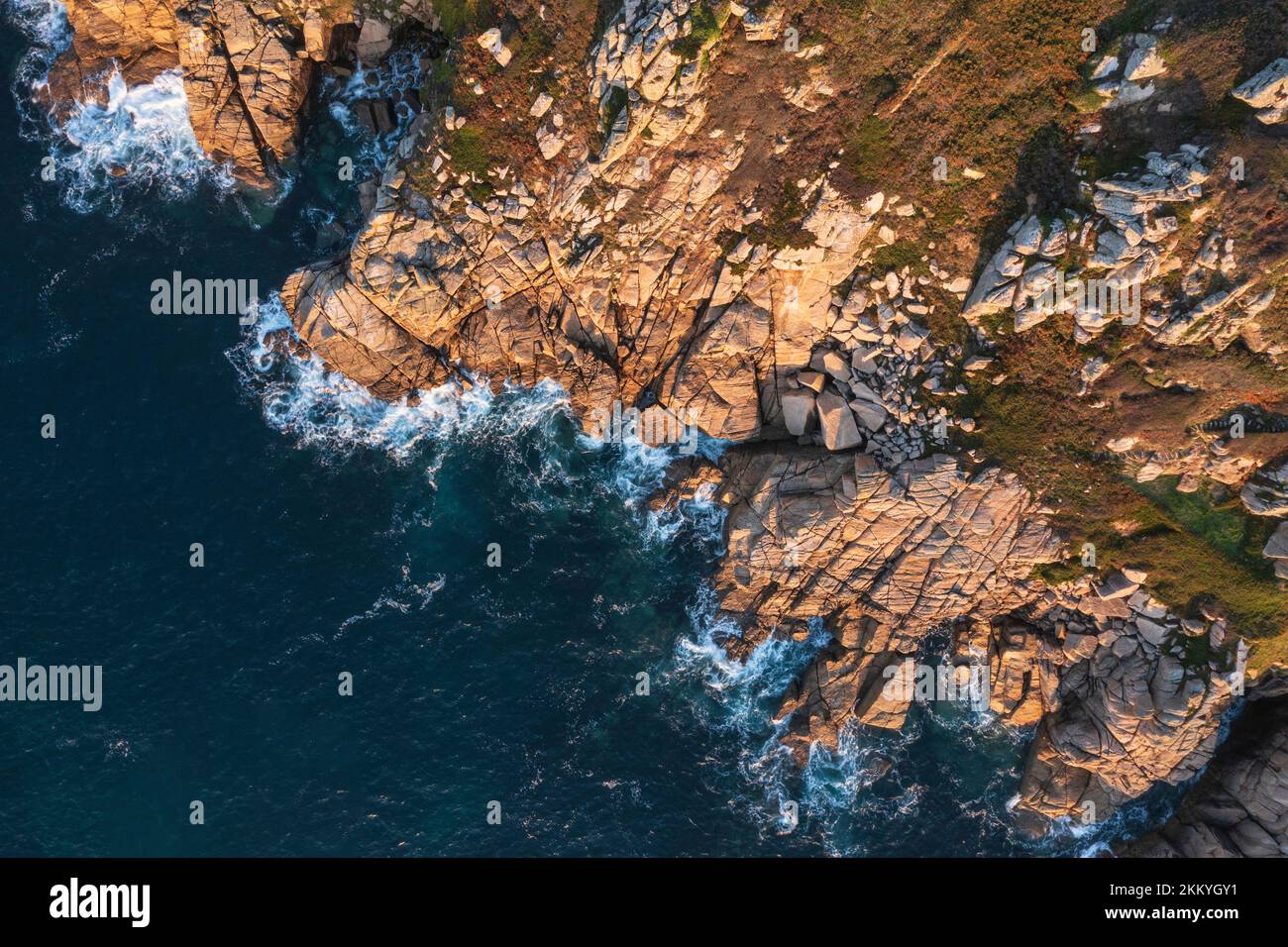 Aerial drone landscape image of Minnack Theatre headland around ...