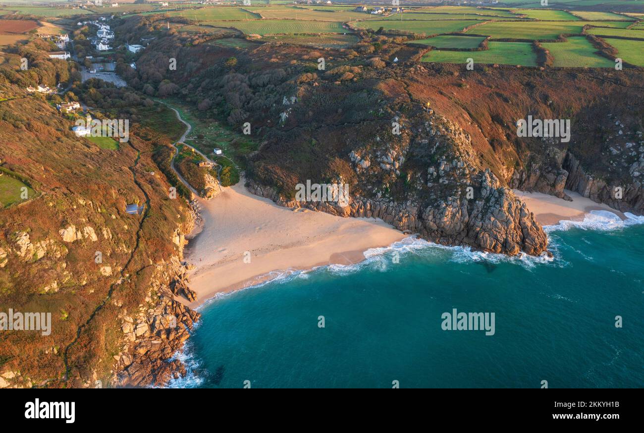Aerial drone landscape image of Minnack Theatre headland around ...