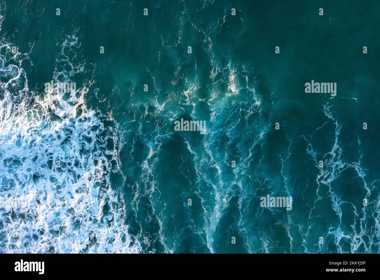 Beautiful aerial drone landscape top down view of wave detail in jade ...