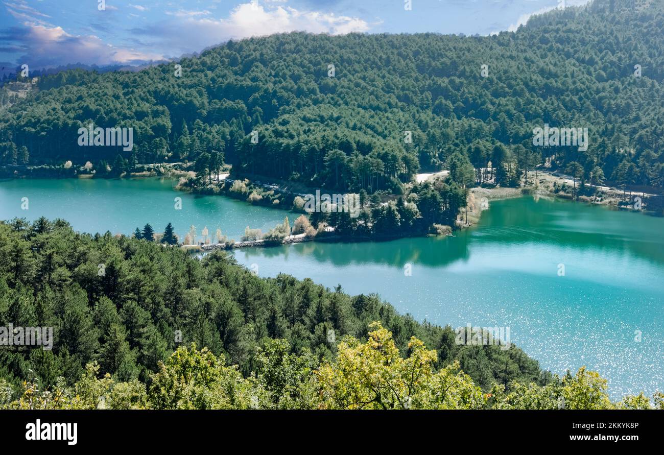 Lake Doxa is an artificial lake at an altitude of 900 meters, located ...