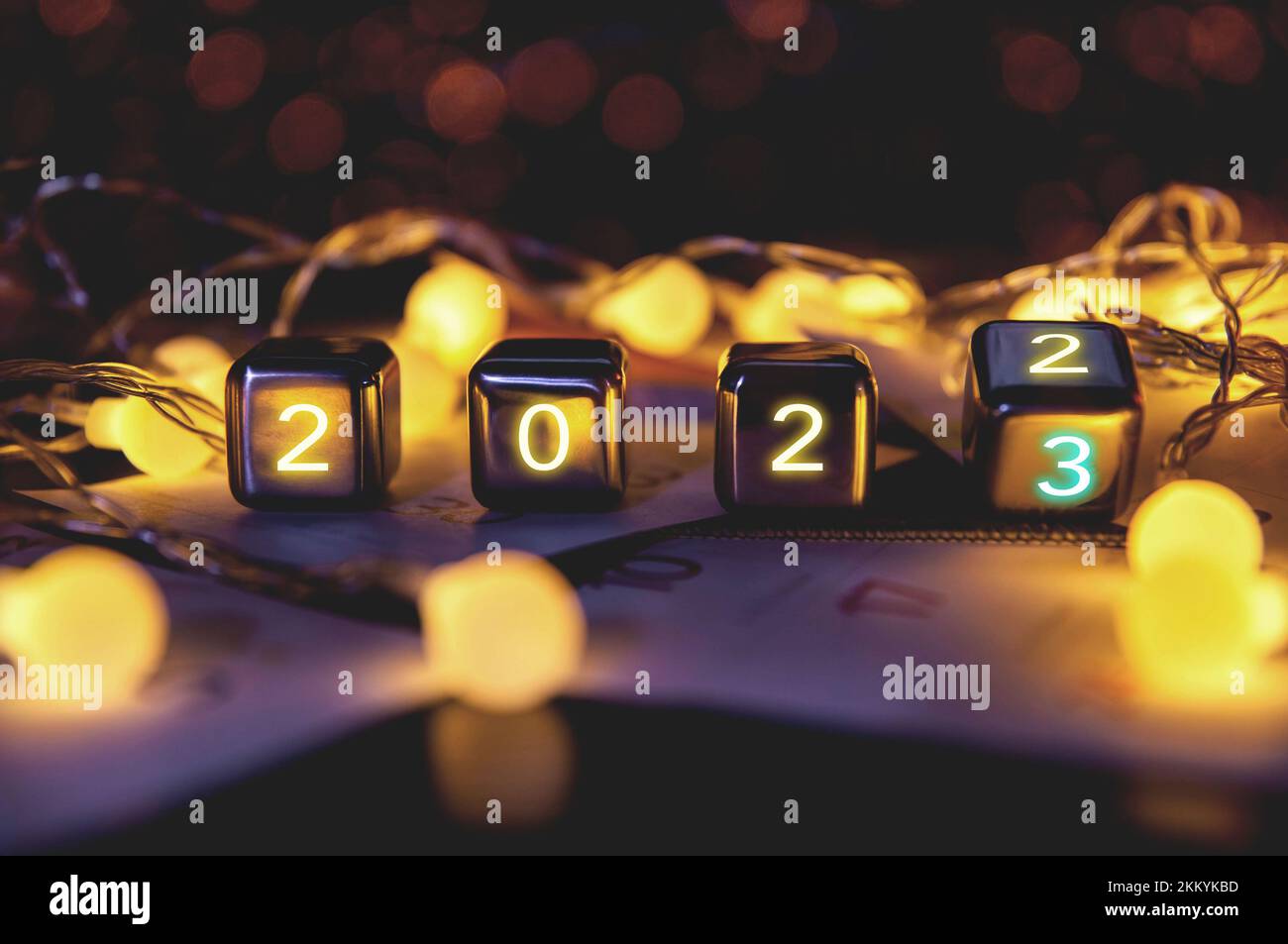 2023,happy new year 2023 concept banner, flip calendar numbers 2022 to ...