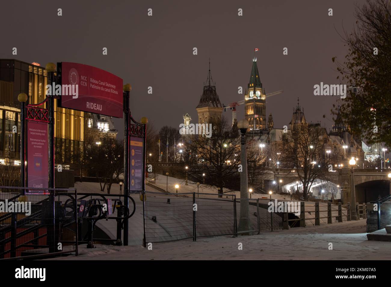 Alongside the Rideau Canal, a sign for the popular tourist destination ...