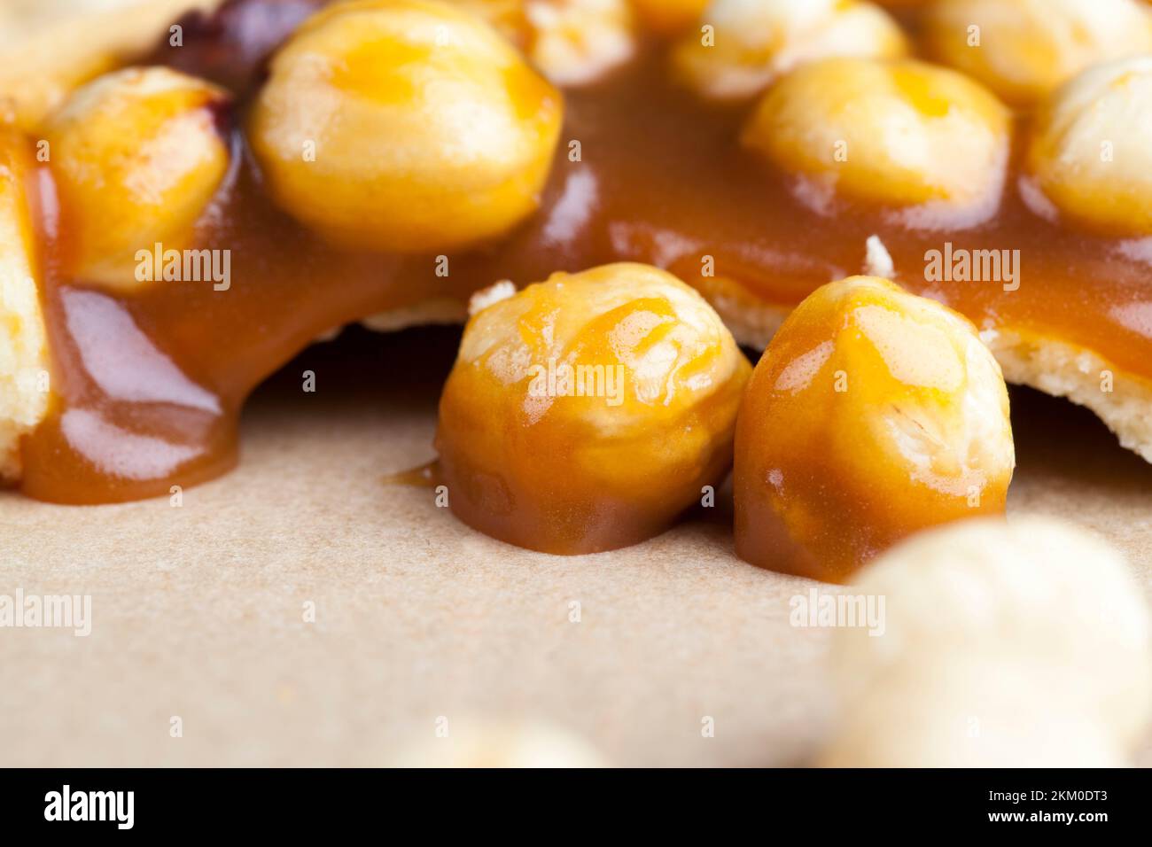 tartlet with salted caramel and hazelnuts, round tartlet with soft ...