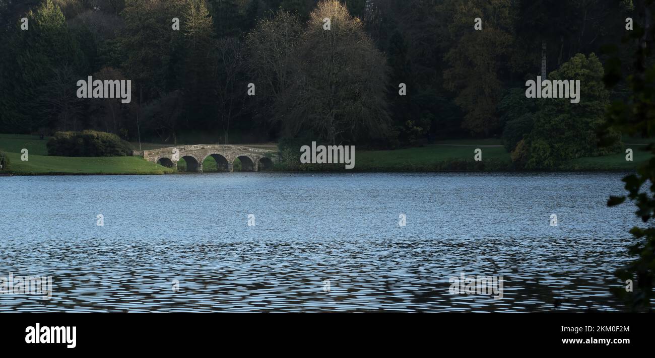 the five arch grade I listed palladian stone bridge seen across the ...