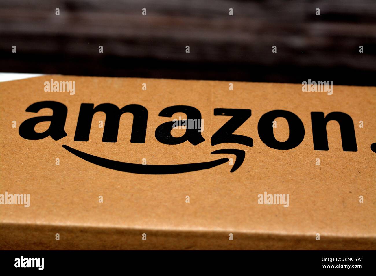 Cairo, Egypt, November 23 2022: Amazon Egypt item delivery carton box ...