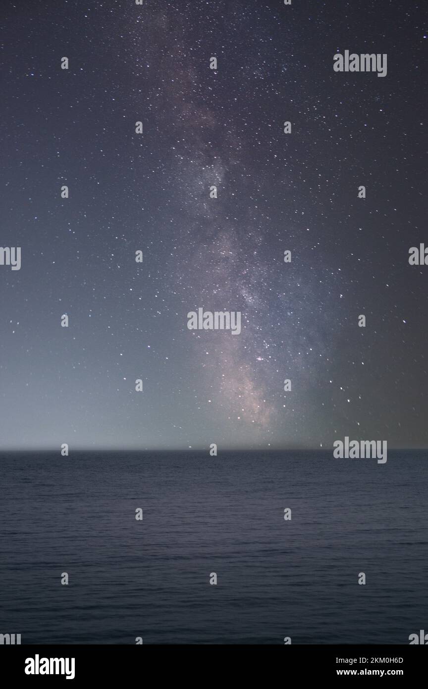 milky way on the sea landscape. milky way galaxy nebula on the night ...