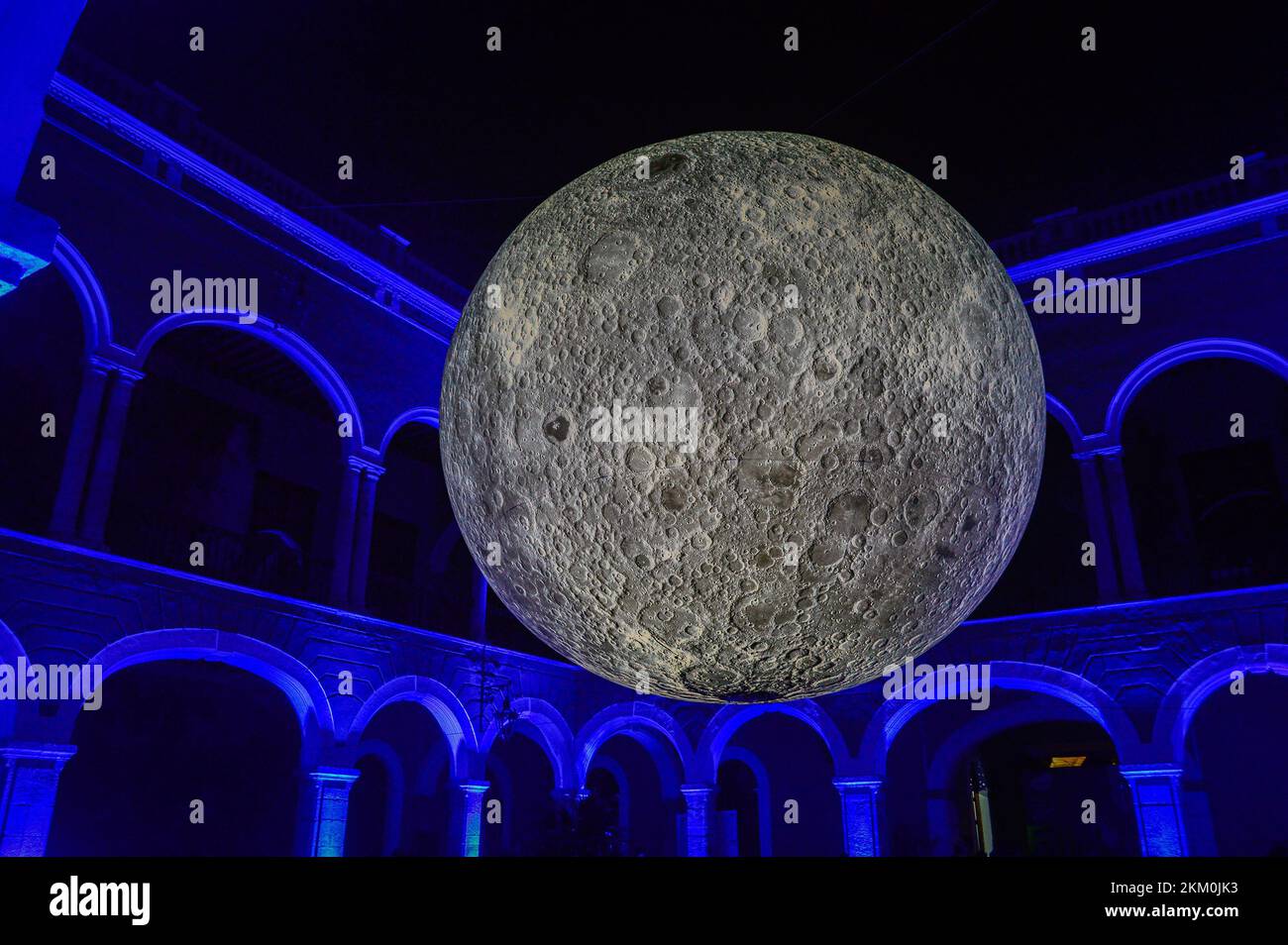 Non Exclusive: November 24, 2022, Merida, Mexico: The Museum of the Moon piece by Luke Jerram ...