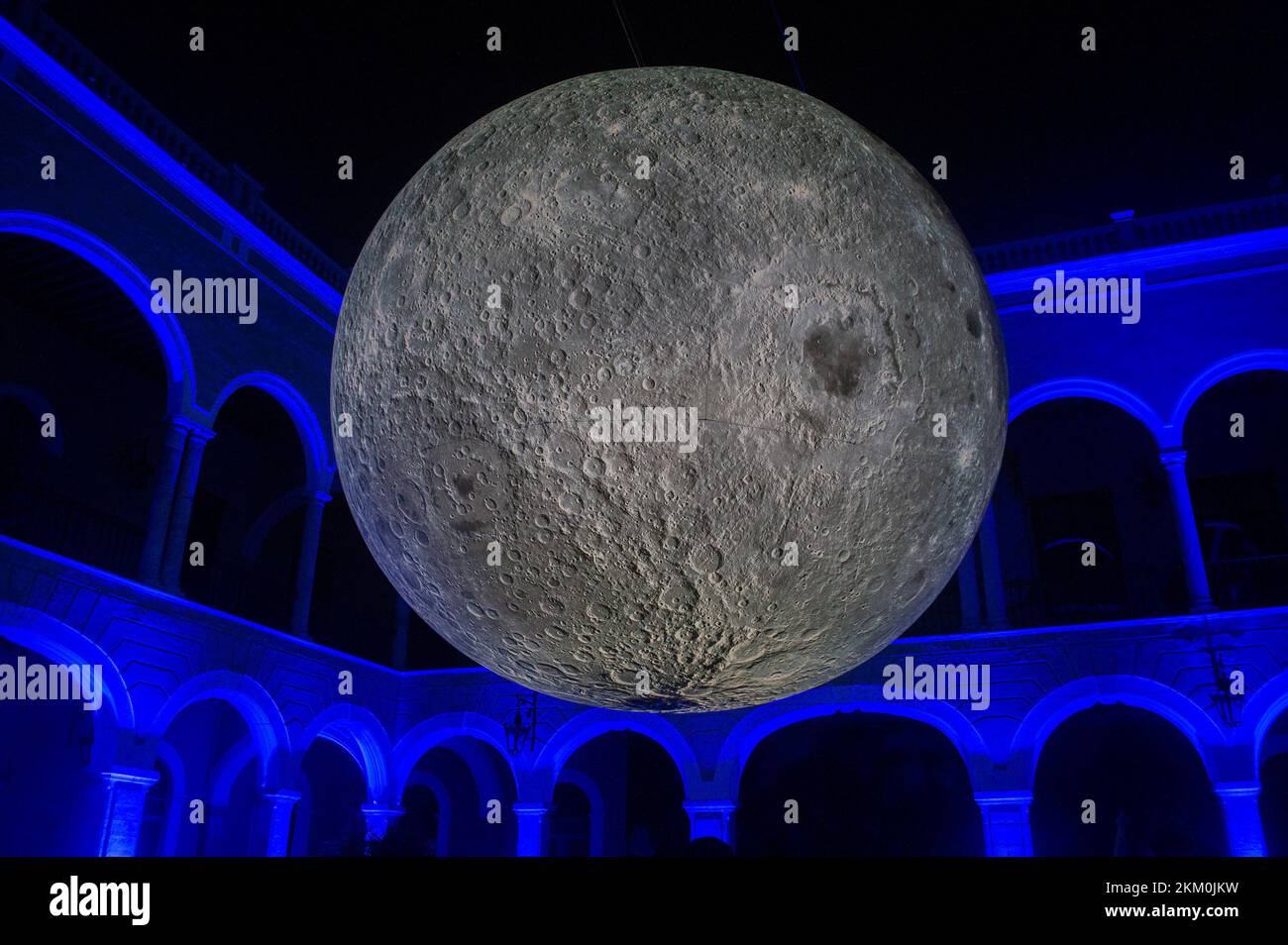 Non Exclusive: November 24, 2022, Merida, Mexico: The Museum of the Moon piece by Luke Jerram ...
