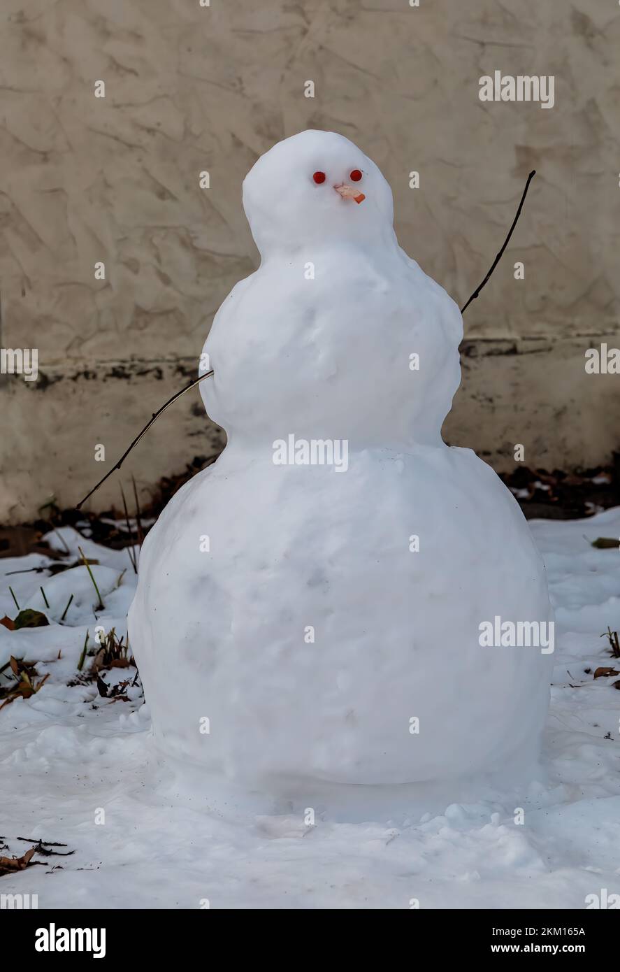 Snowman in a yard on a winter afternoon in St. Paul, Minnesota USA ...